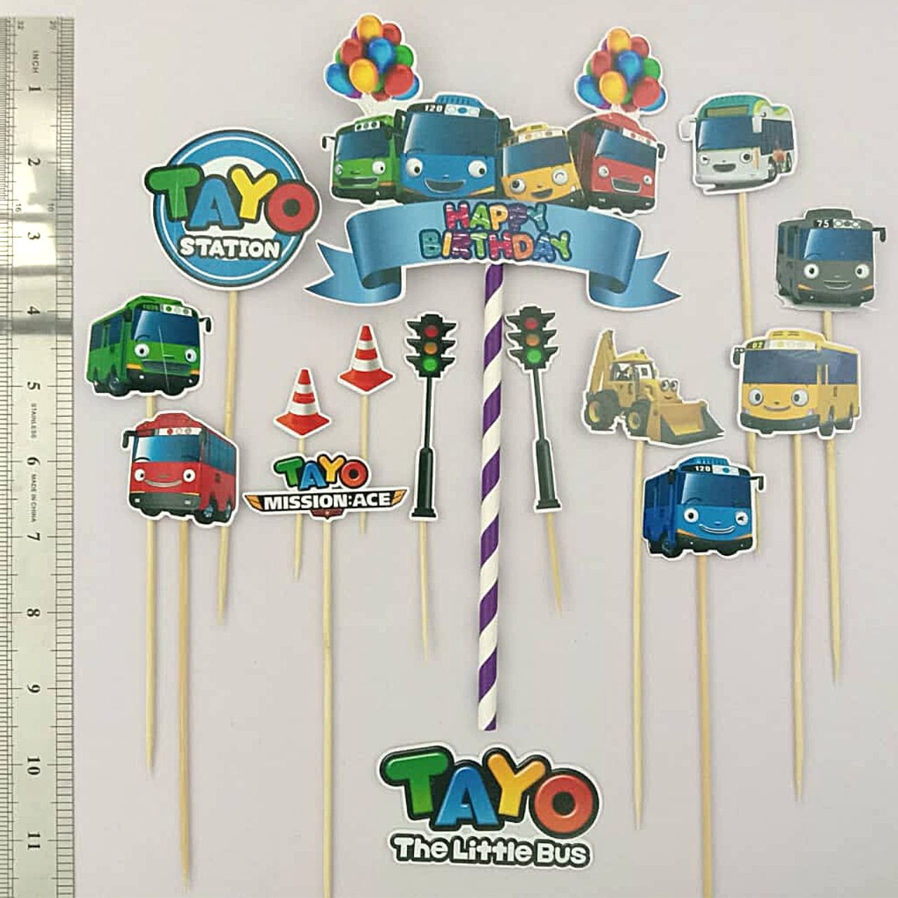 Cartoon Tayo Cake Topper Tayo The Little Bus Cake Topper Hiasan Kek ...