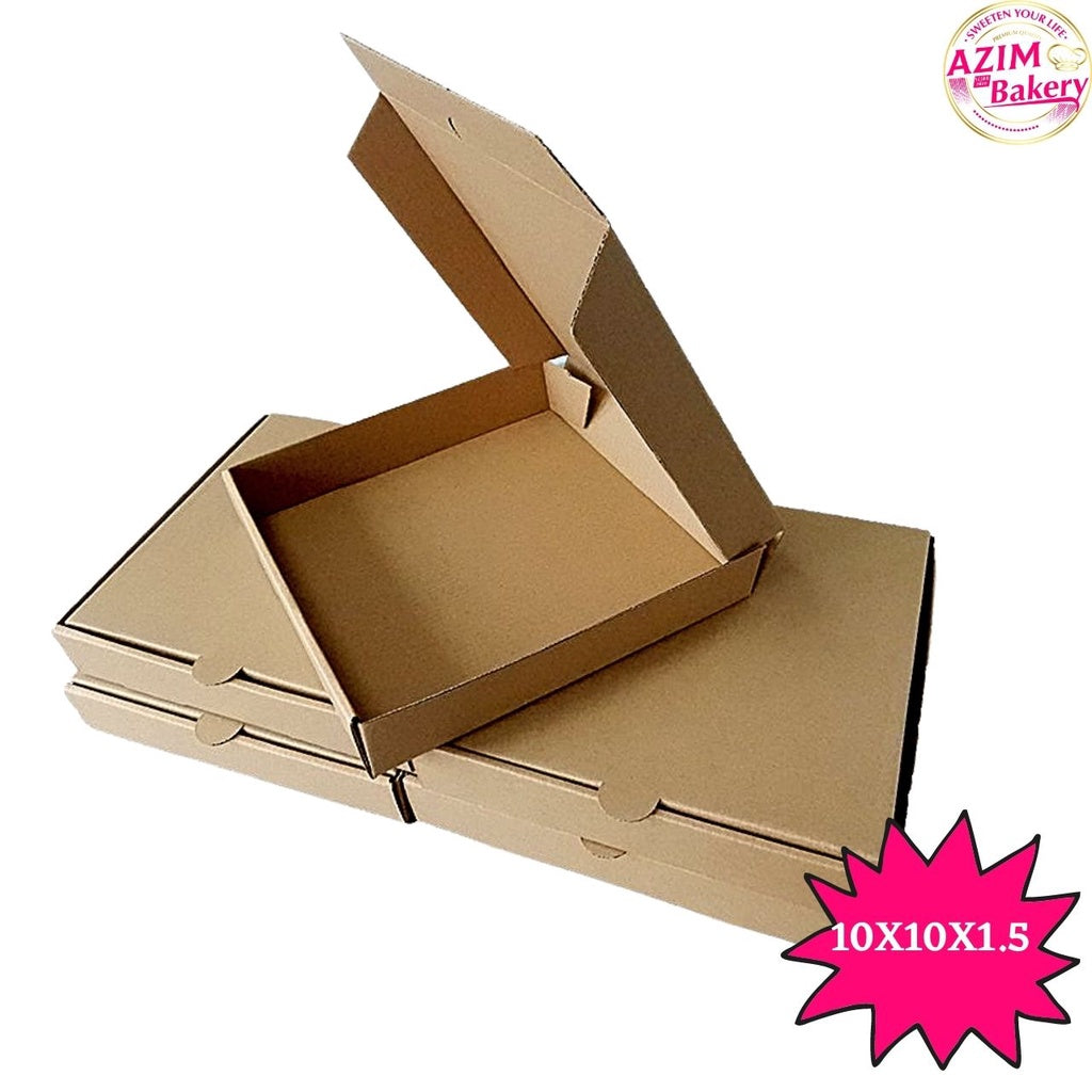 Brown Pizza Box Bf 10X10X1.5 (3Pcs) Kotak Pizza Coklat | Kotak Pizza K