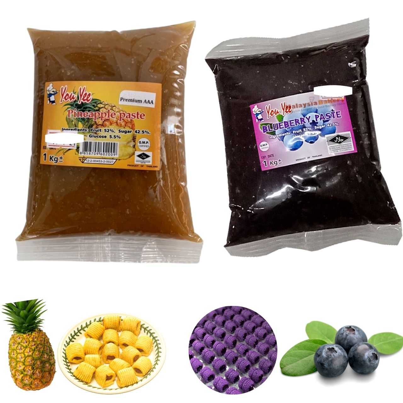 Blueberry Paste, Pineapple Paste You Yee 1KG - by Azim Bakery BCH Rawang