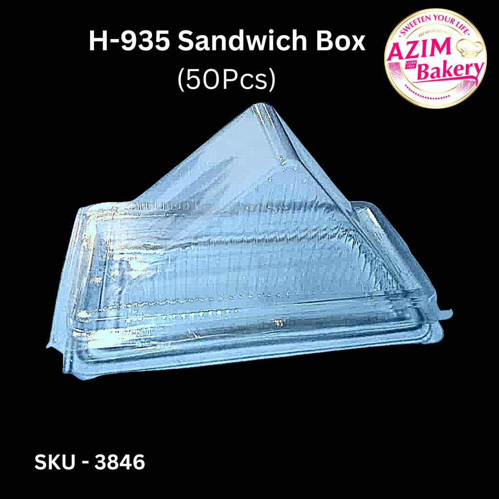 Sandwich Box with Lock [ 50 pcs± ] H-935 Bakery Disposable Plastic Tra
