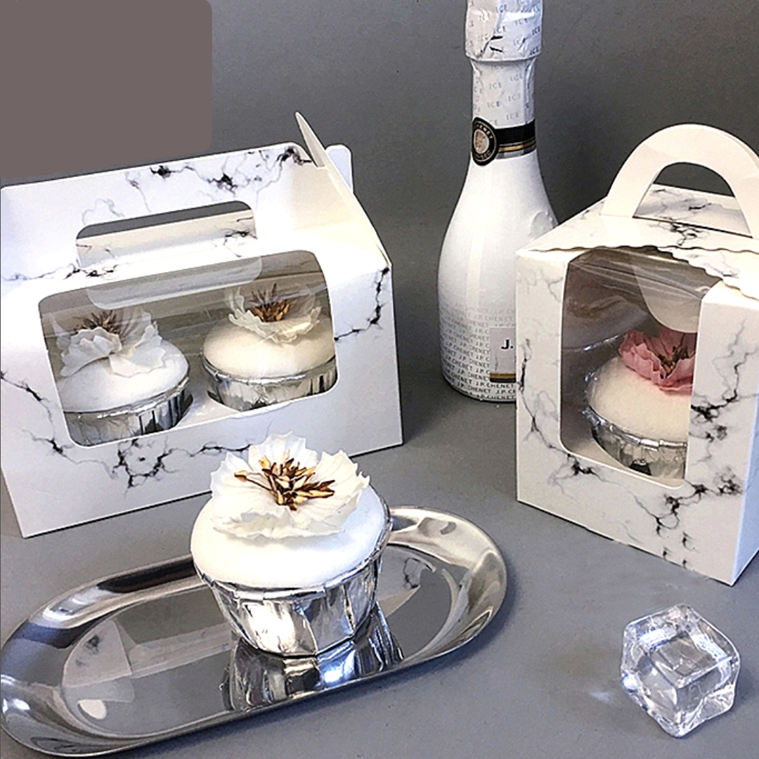 Cupcake Box With Transparent Window & Handle Marble Design - by Azim ...