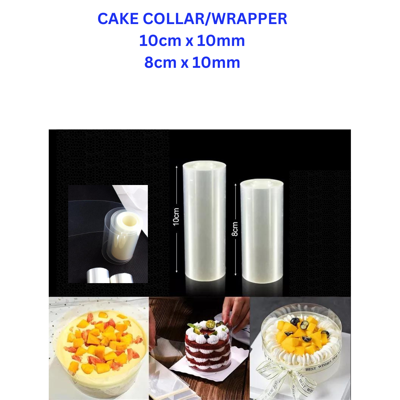Cake Collars | Wrapper | Transparent Cake Rolls, Acetate Sheet, Transp