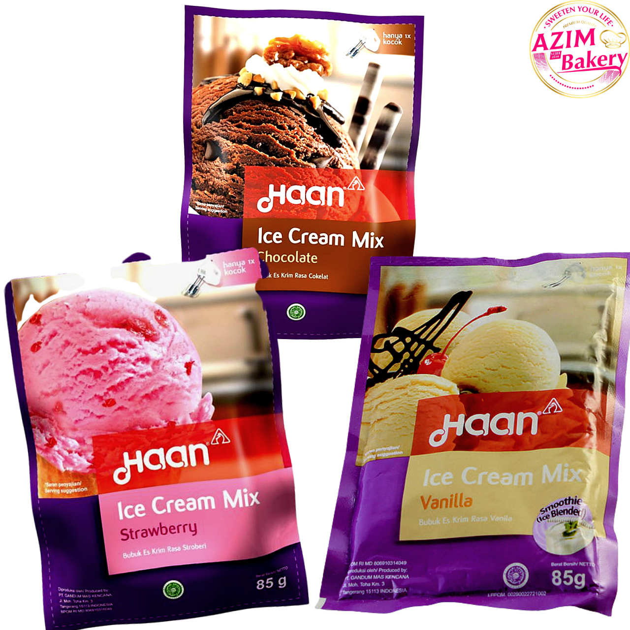 Haan Ice Cream Mix Vanilla Strawberry Chocolate Serbuk Aiskrim - by ...