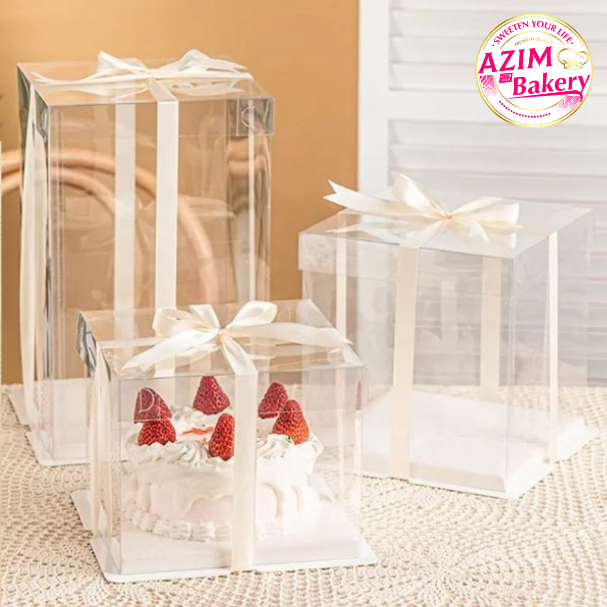 Transparent Birthday Cake Box (1pc) Tier 1/2/3 Wedding Tray Box | Kota