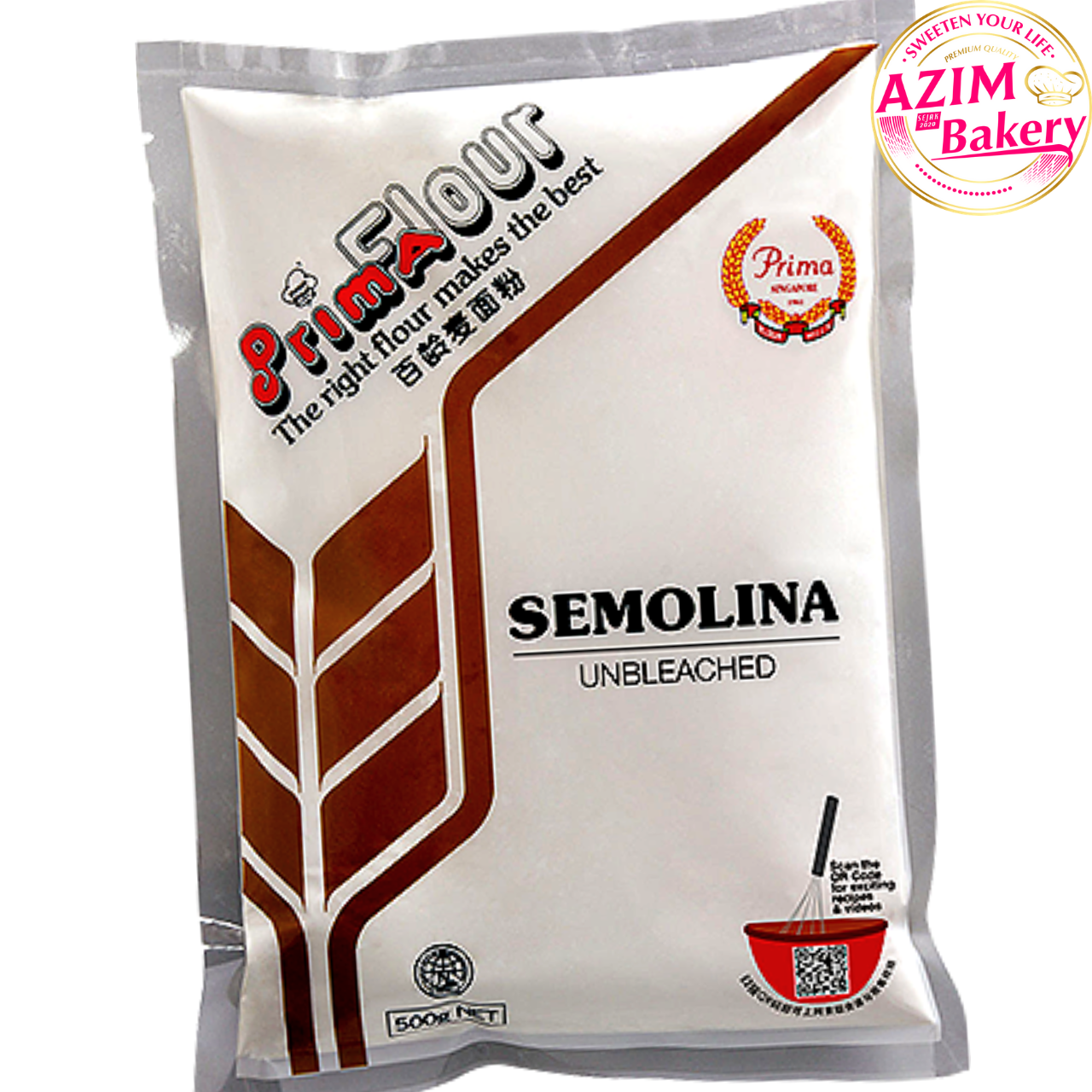 Prima Semolina Flour 500g (Unbleached) Tepung Suji - by Azim Bakery BCH ...